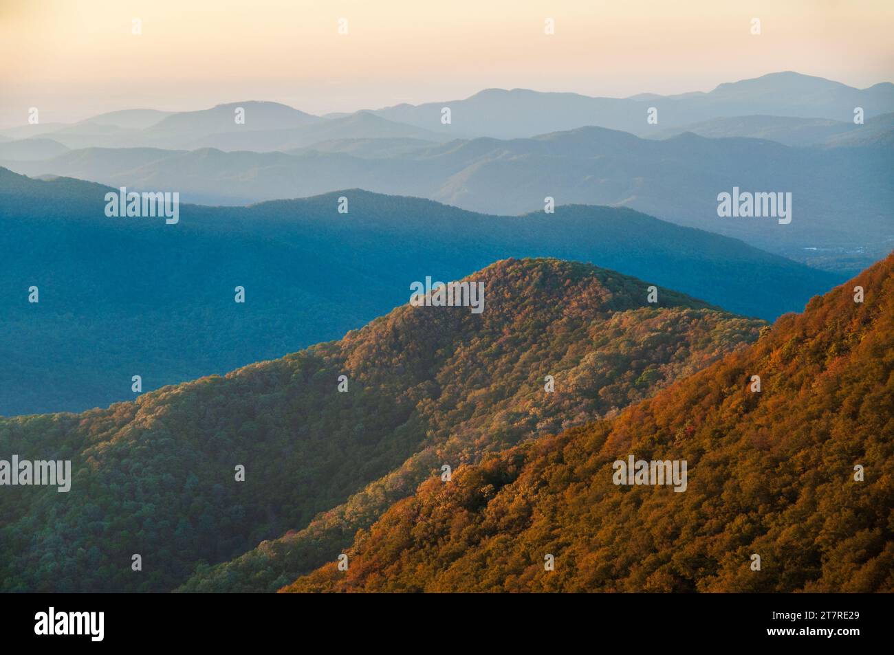Sunrise at a Mountain Overlook at the Blue Ridge Parkway Stock Photo ...