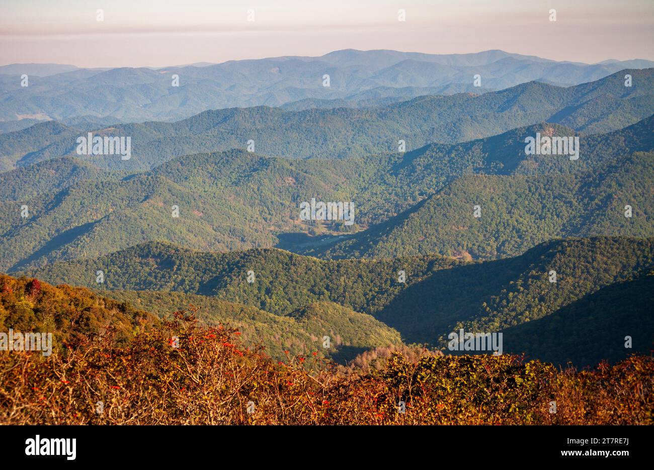 Sunrise at a Mountain Overlook at the Blue Ridge Parkway Stock Photo ...