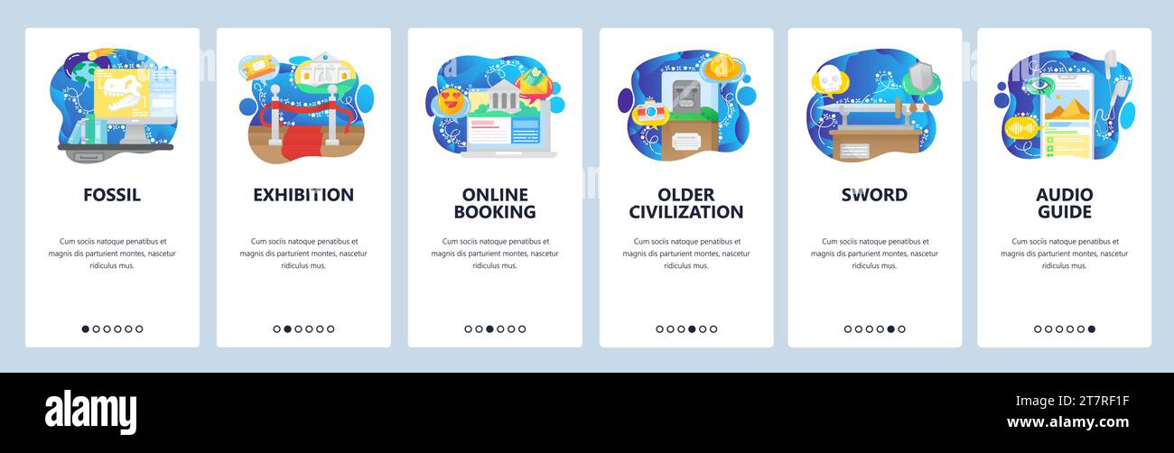 Archeological museum exhibition, ancient history objects. Mobile app ...