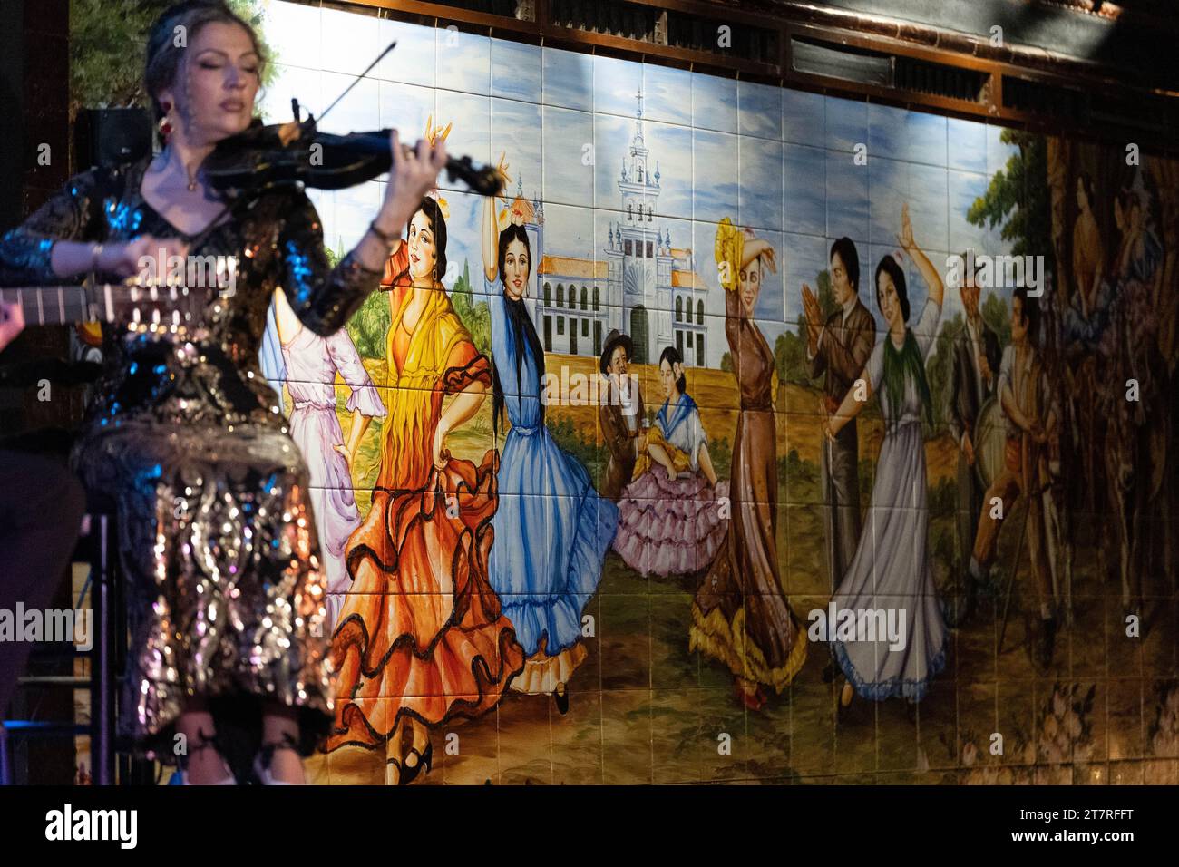 Madrid, Spain. 16th Nov, 2023. An actress performs at the Flamenco ...