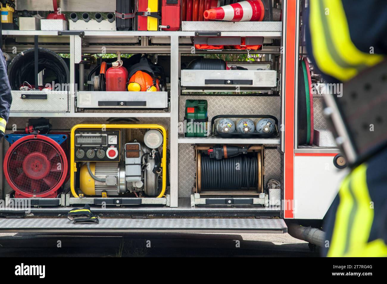 The equipment of the firefighters ready for the operation Stock Photo ...
