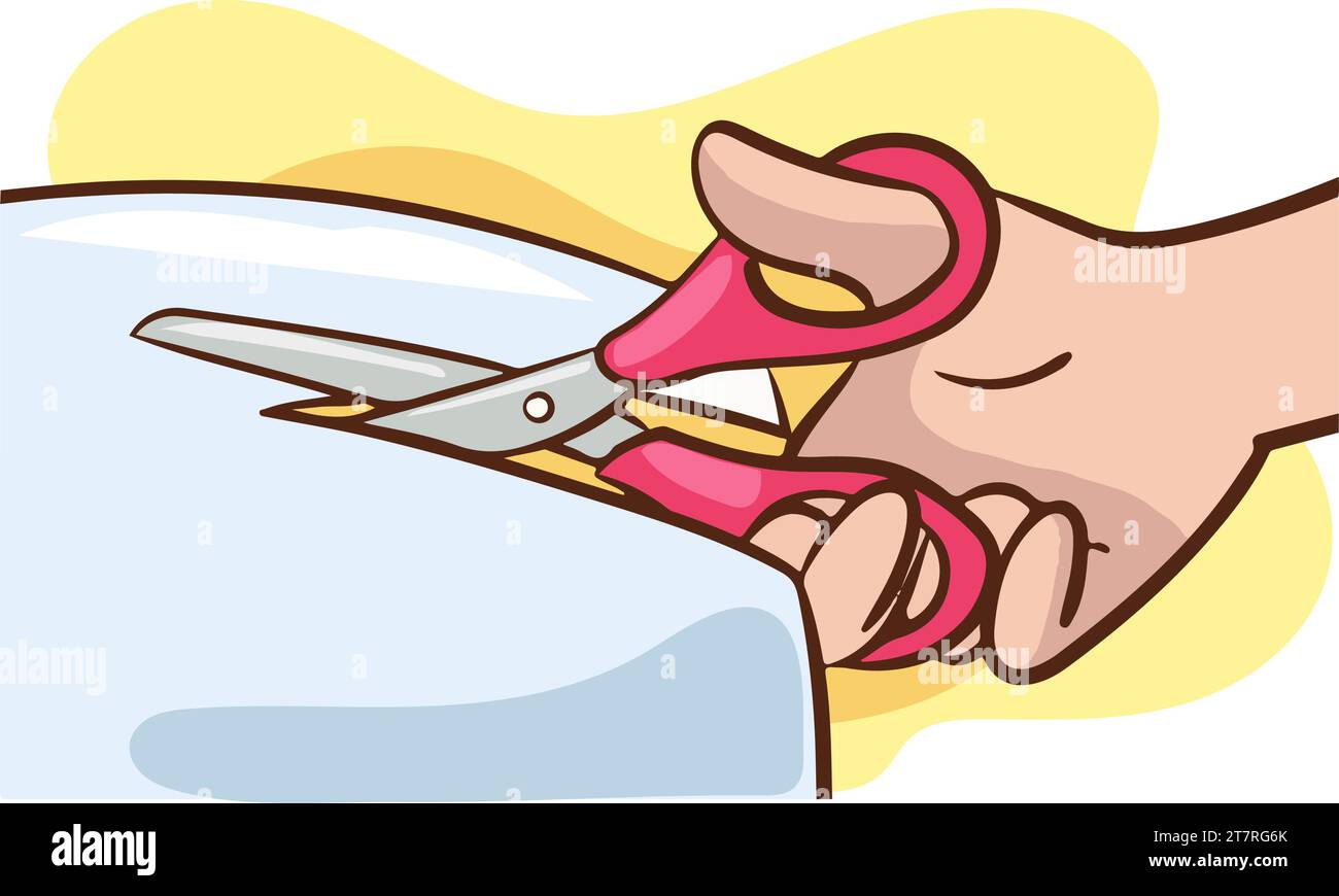 Child cutting out scissors paper Stock Vector Images - Alamy