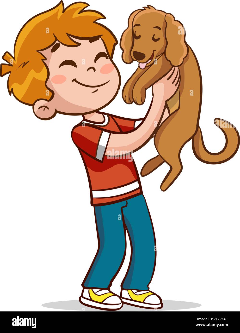 Child loving dog Stock Vector Images - Alamy