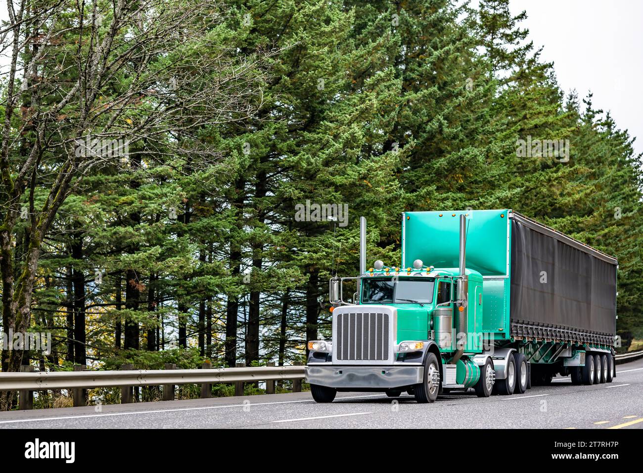 Industrial tiffany long hauler carrier big rig semi truck transporting ...