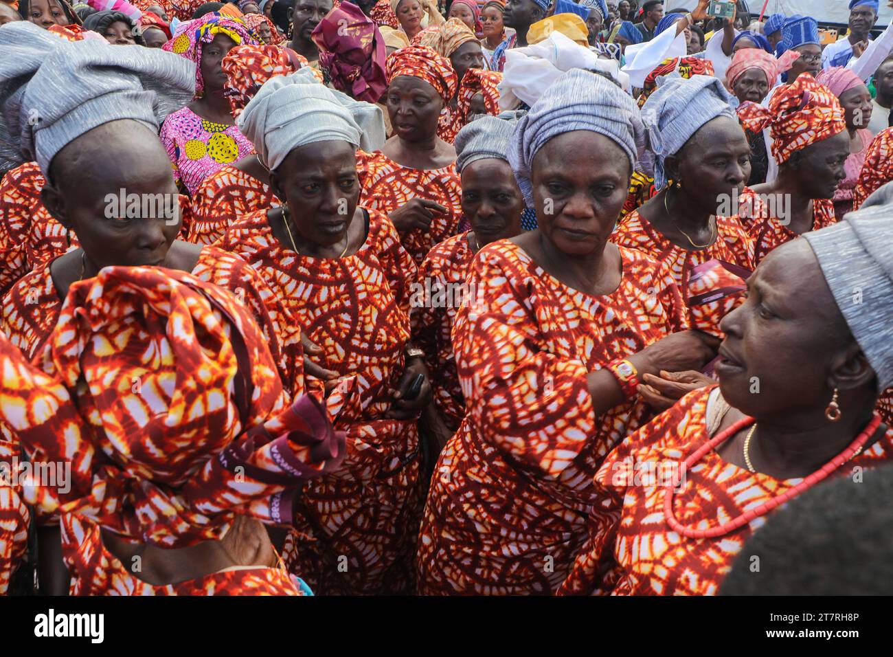 People gather to observe the Olojo Festival celebration at Ile-Ife, in ...