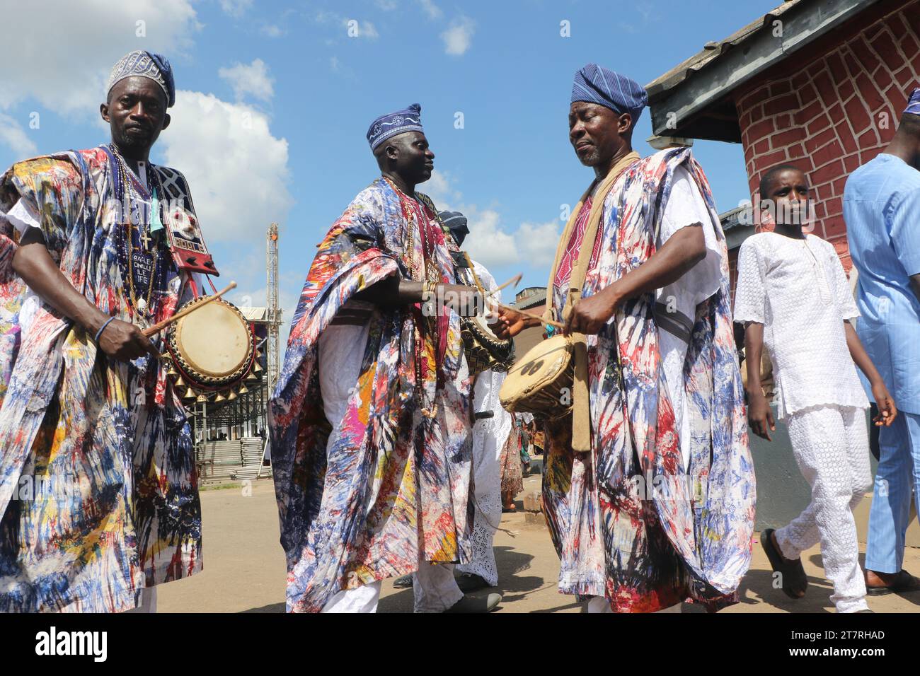 People gather to observe the Olojo Festival celebration at Ile-Ife, in ...