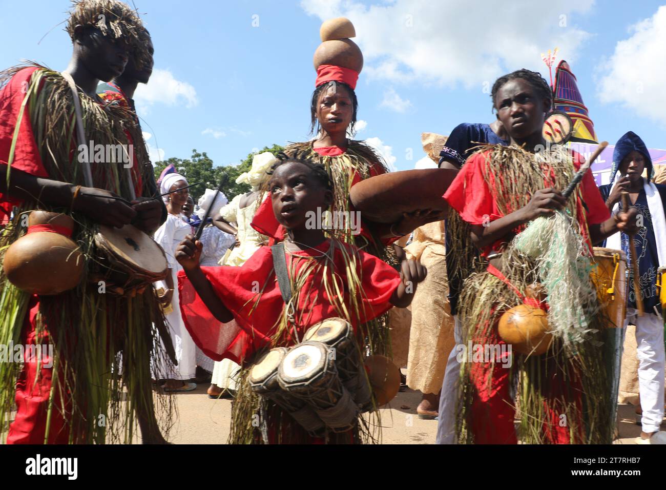 People gather to observe the Olojo Festival celebration at Ile-Ife, in ...