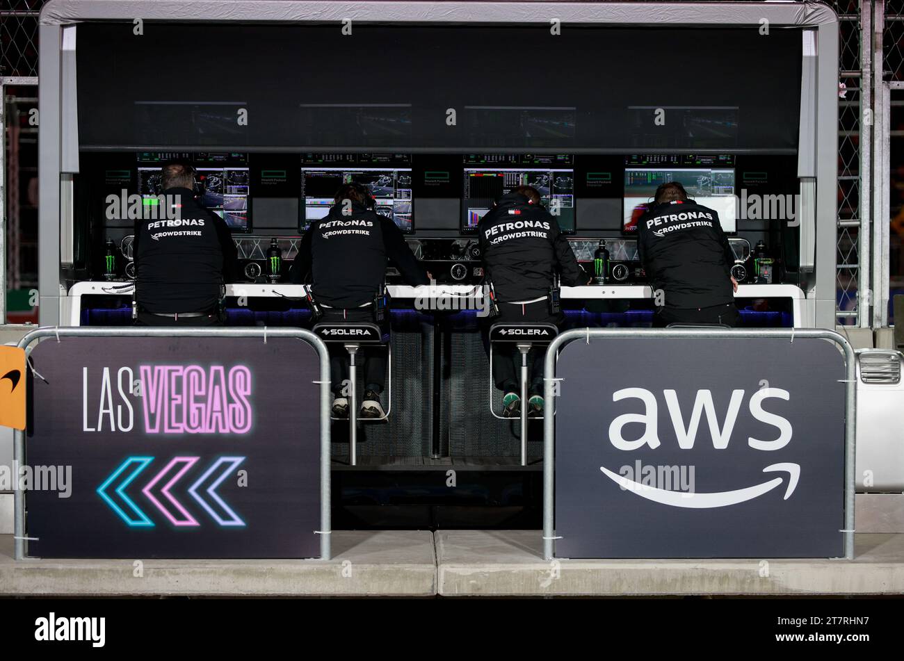 Mercedes AMG F1 Team engineers on the pit wall during the 2023 Formula ...