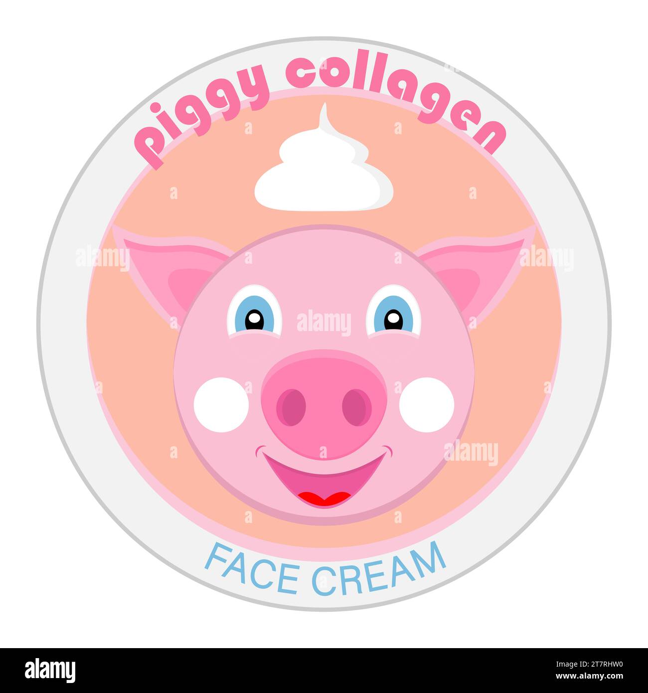 Piggy collagen. Template design for label cosmetic cream or mask for ...