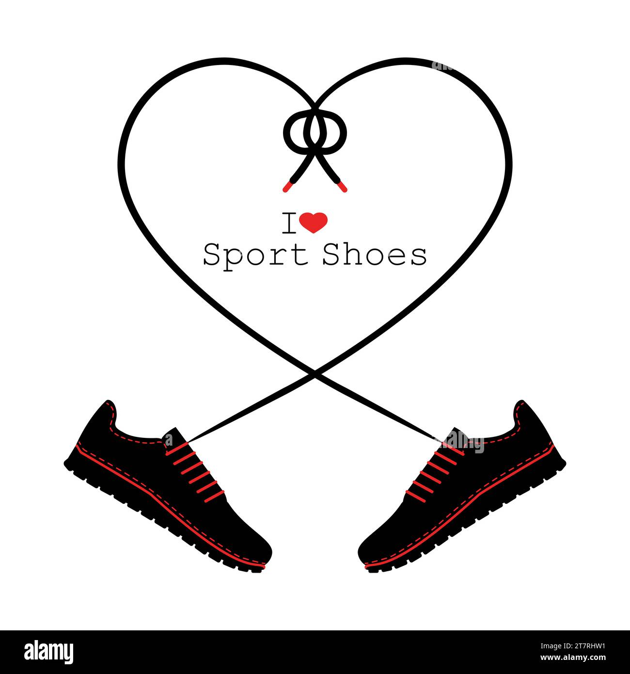 A pair of sneakers and a heart shaped shoelaces. A pair of gym shoes ...