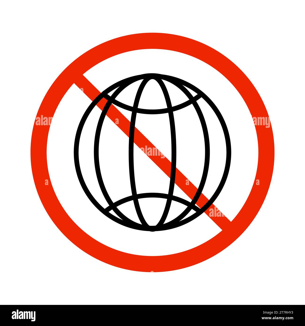 Not connected to web,not connected to internet sign.Earth globus icon ...