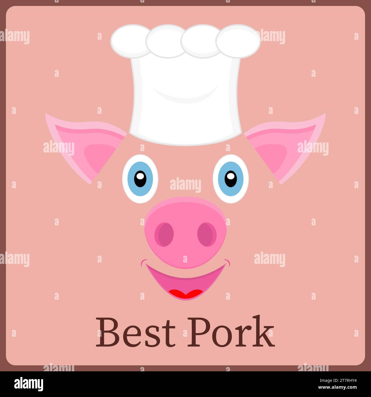 Head of a pig in chef hat. Best pork. Template design for label pork ...