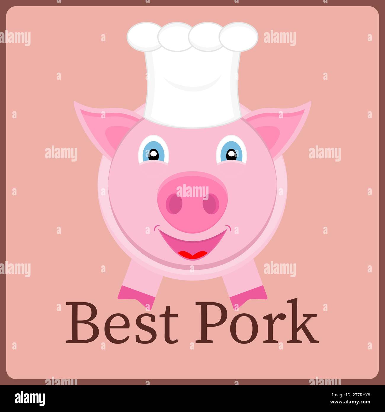 Pig chef with cook hat. Cartoon character. Best pork. Template design ...