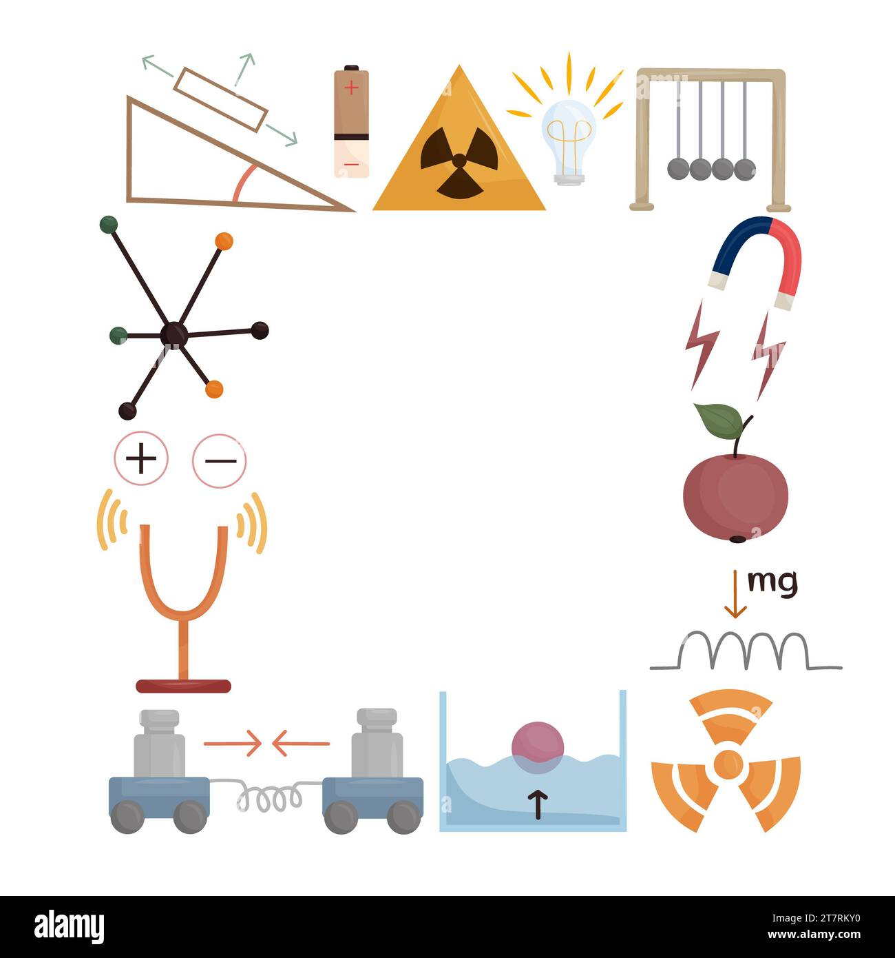 School science frame illustration, physics supplies clipart set ...