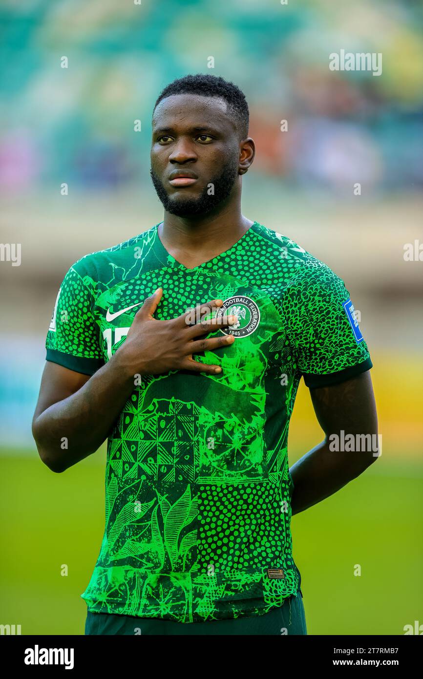 Akwa Ibom State, Nigeria. 16 nov 2023. Nigeria vs Lesotho. Victor ...