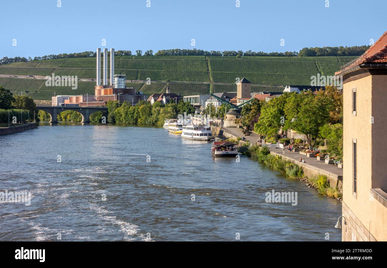 Riparian scenery in Wuerzburg, a city in the Franconia region of ...