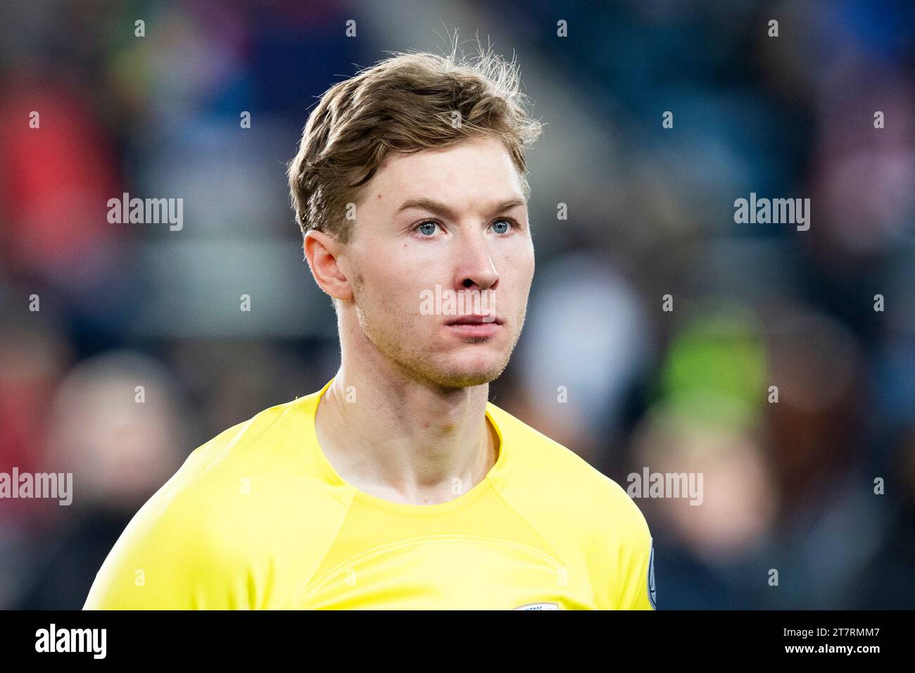 Oslo 20231116.Goalkeeper Mathias Dyngeland during the line-up before ...