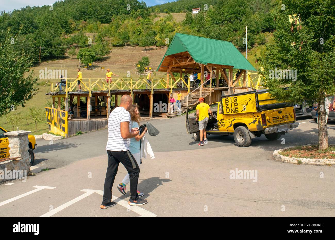 Montenegro - Budva: September 8, 2021: Zip line among Djurdjevica Tara ...
