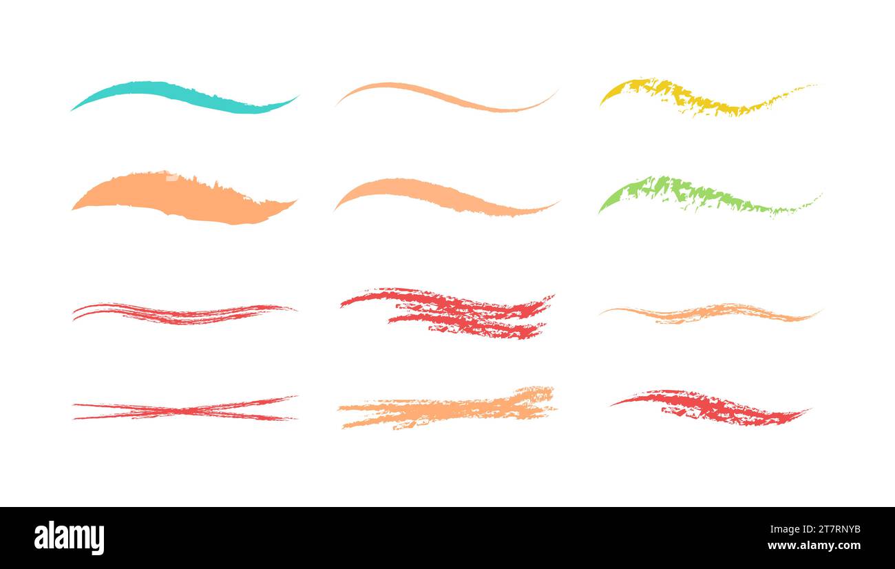 Collection of strikethrough multi colored crayon charcoal underlines ...