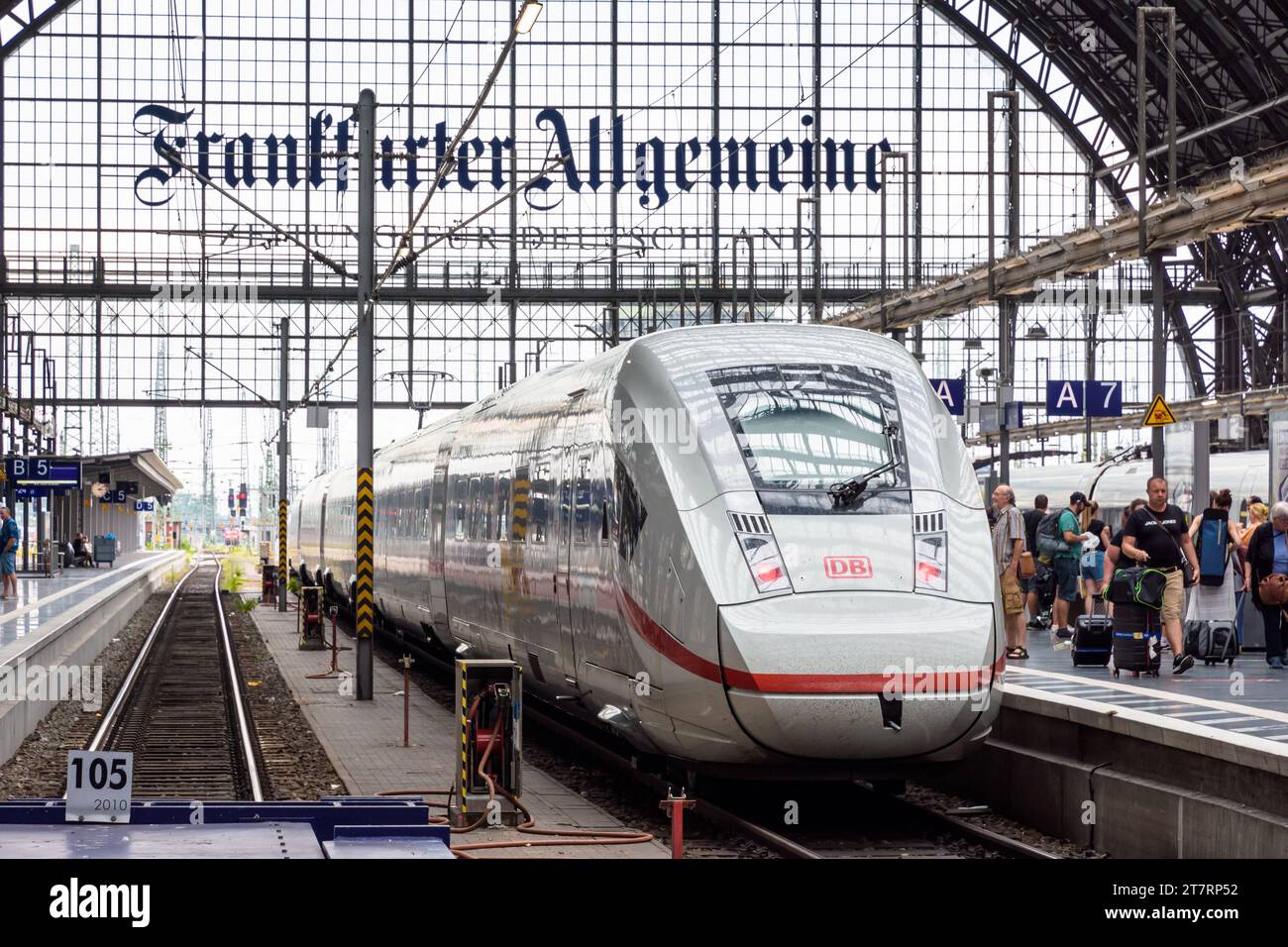 An ICE high speed train from the Deutsche Bahn railway company at the ...