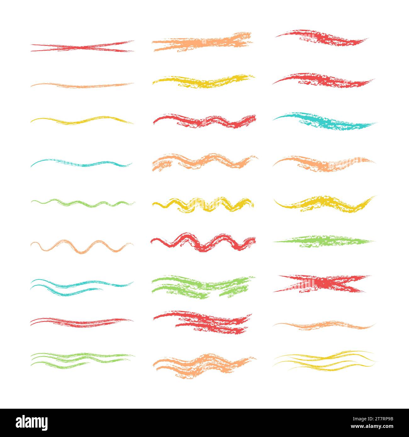 Collection of strikethrough multi colored charcoal crayon underlines ...