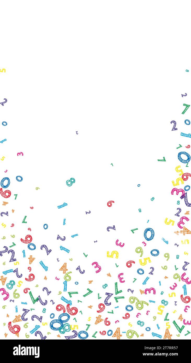 Falling colorful messy numbers. Math study concept with flying digits ...