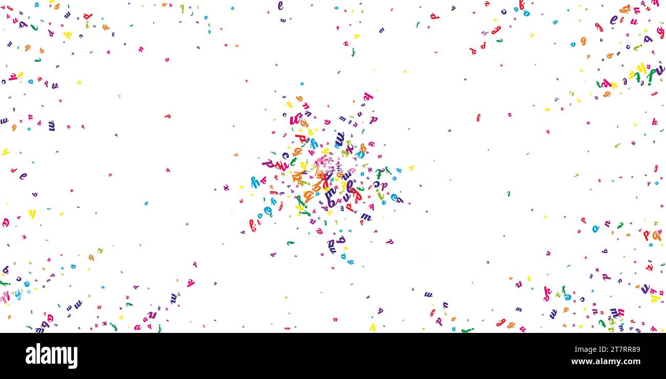 Concept of school background. Colorful childish falling letters of ...