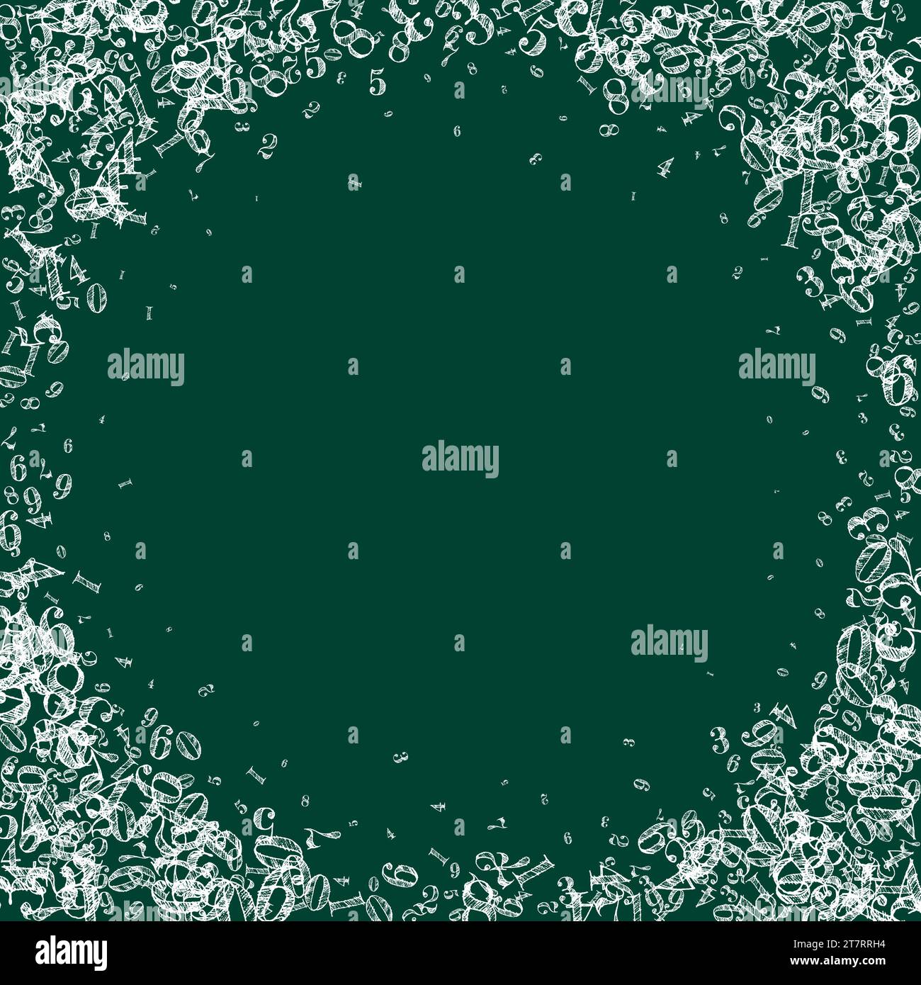 Scattered numbers. White chalk digits flying chaotic. Back to school ...