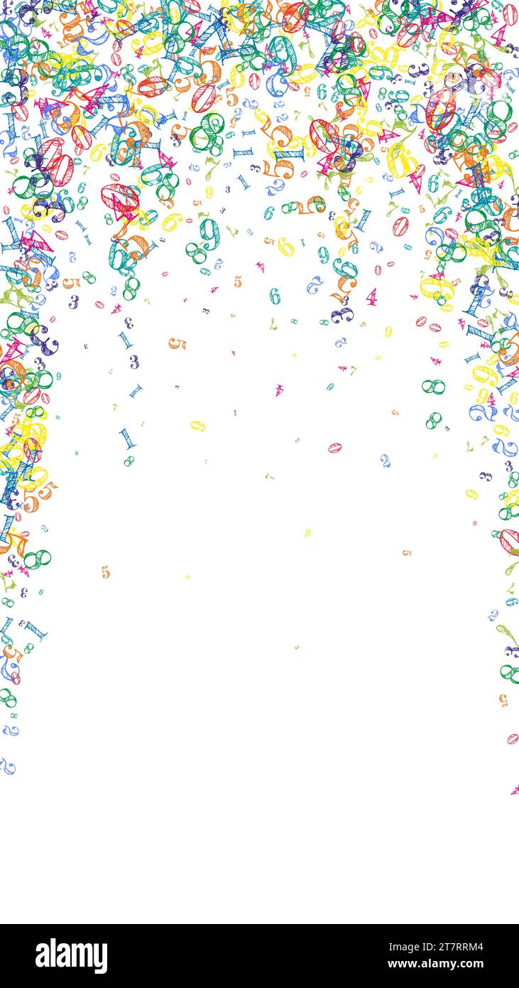 Falling colorful numbers. Math study concept with flying digits. Back ...