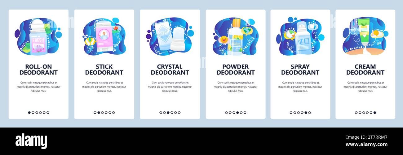 Different types of deodorant, roll-on, stick, cream, spray bottle, body ...