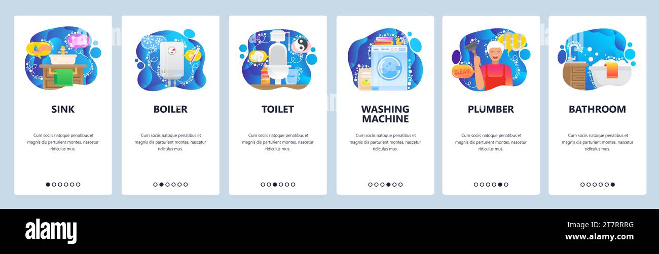 Bathroom interior and furniture, sink, bathtub, boiler, toilet, washing ...