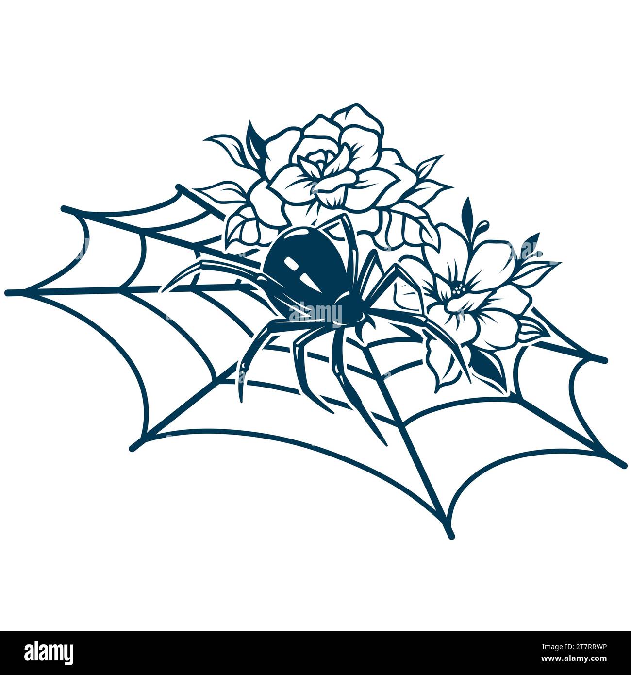 Aesthetic Floral Spider Silhouette Graphic Clip Art Stock Vector Image ...