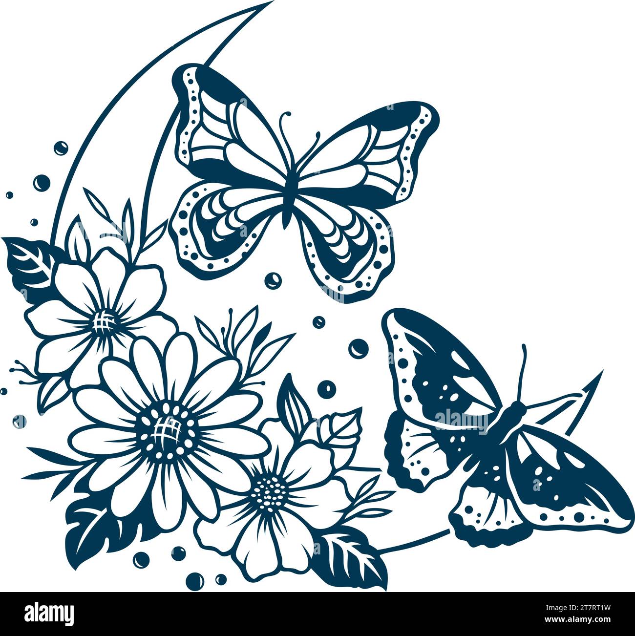 Aesthetic Floral Turtle Tattoo Silhouette Graphic Stock Vector Image ...