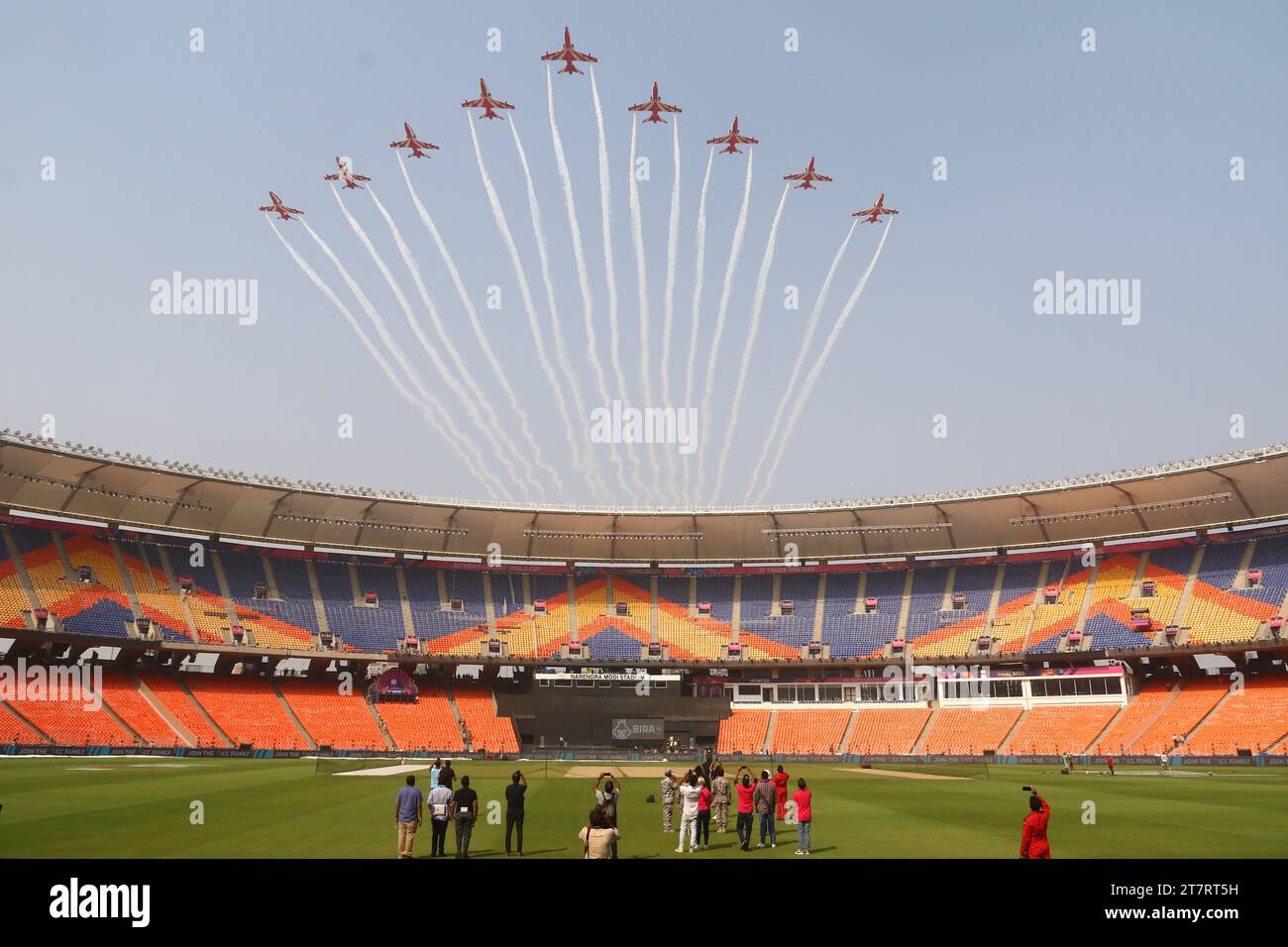 Surya Kiran team of Indian Air Force performs aerobatic display over ...