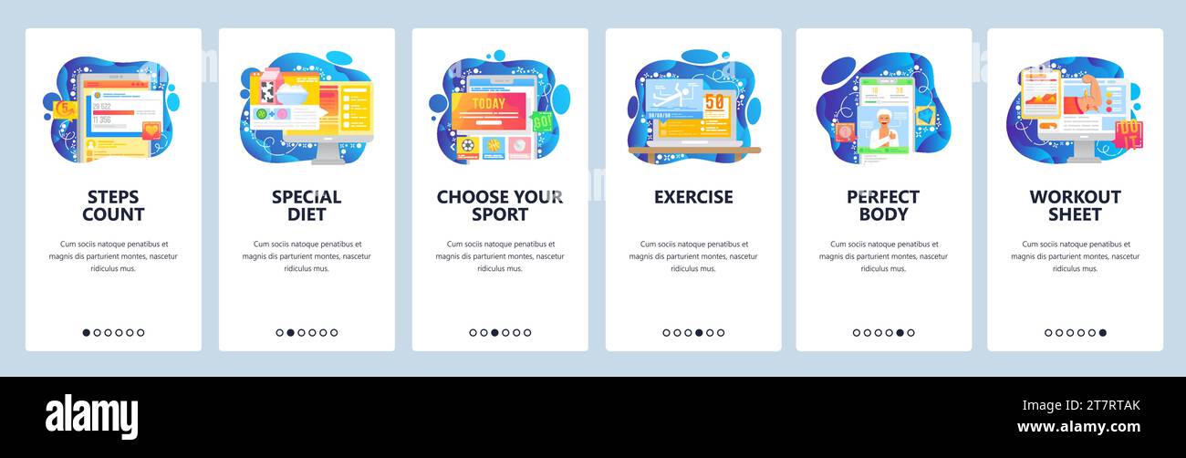 Fitness tracker app, sport wearable mobile gadget, online training plan ...