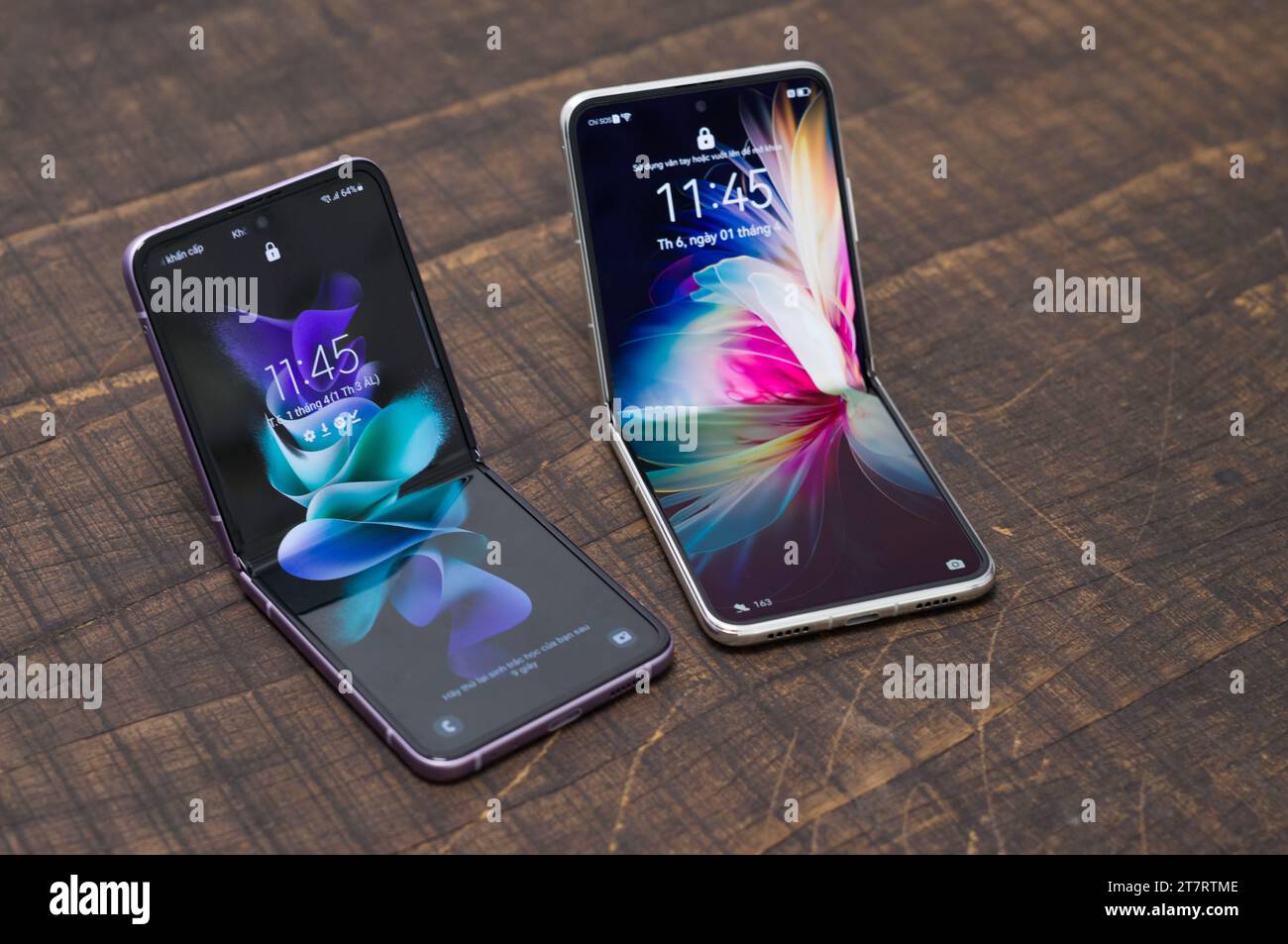 HCMC, VN - Nov 2023. Huawei Pocket and Galaxy Z Flip for editorial use ...