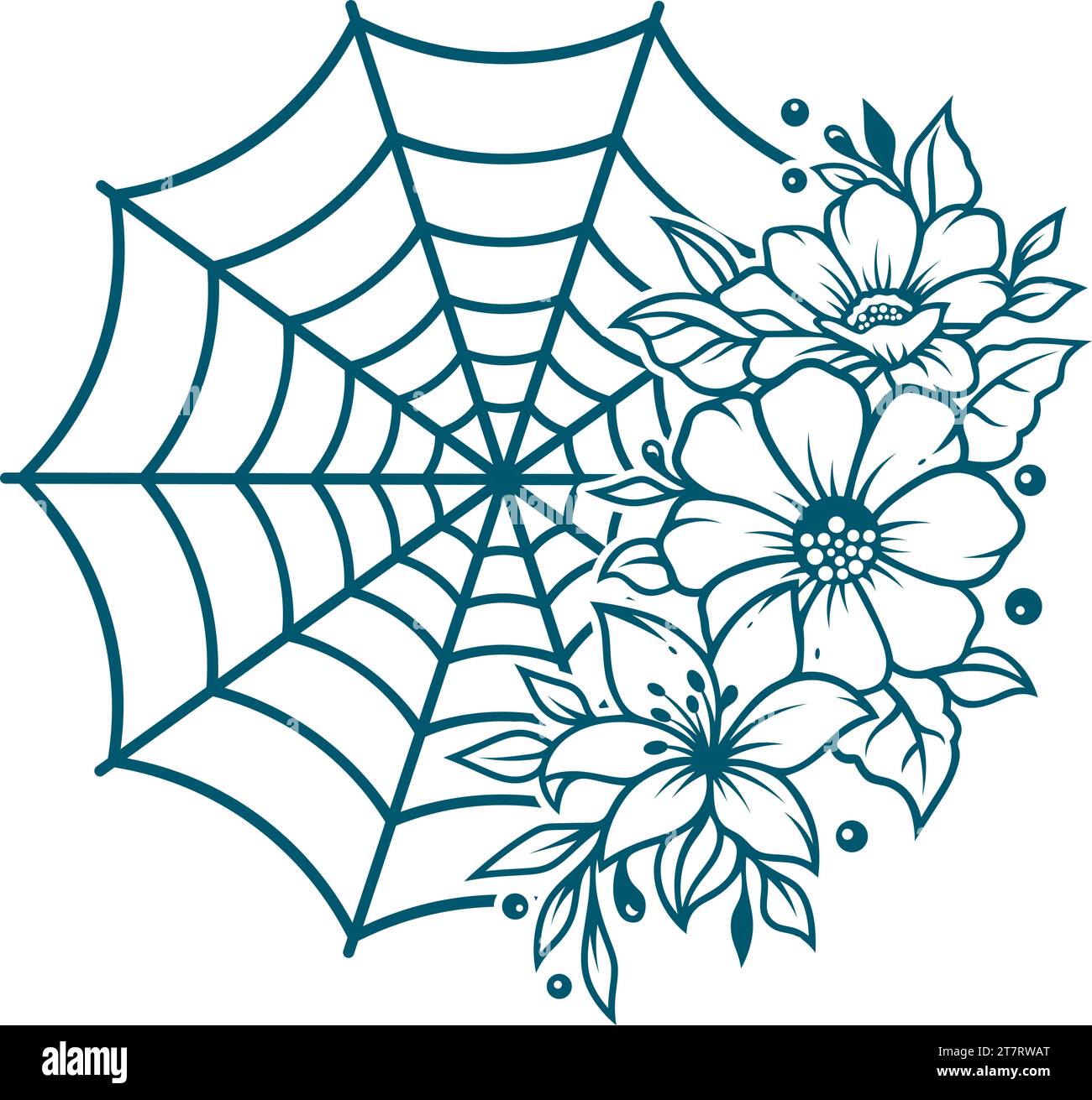 Aesthetic Floral Spider Silhouette Graphic Clip Art Stock Vector Image ...