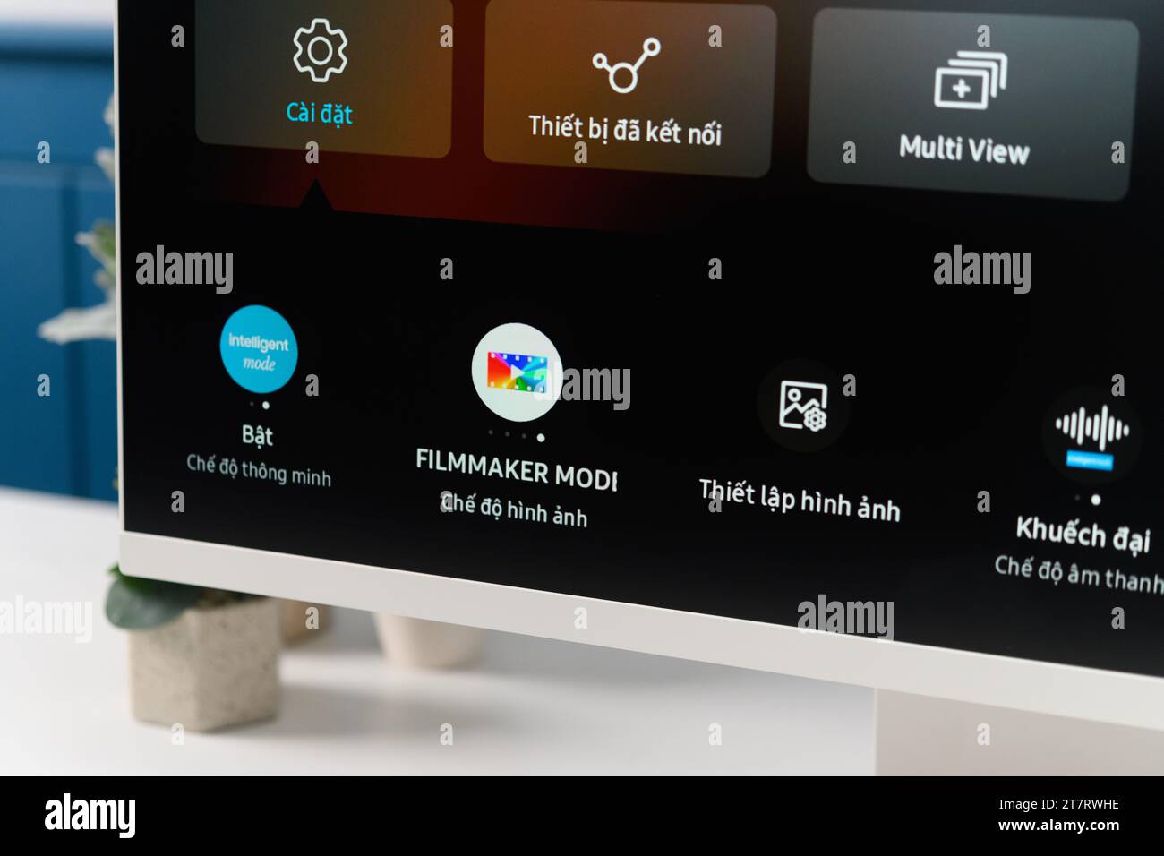 HCMC, VN - Nov 2023. Samsung M8 Screen for editorial use Stock Photo ...