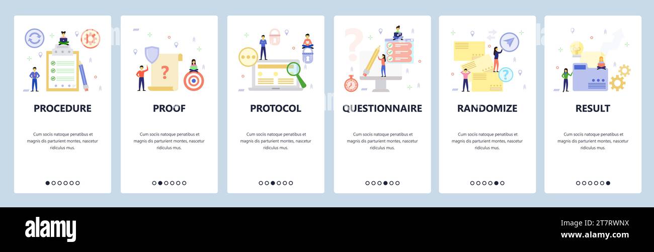 Mobile App Onboarding Screens Computer Folder Mail Envelopes Sign Contract Menu Vector