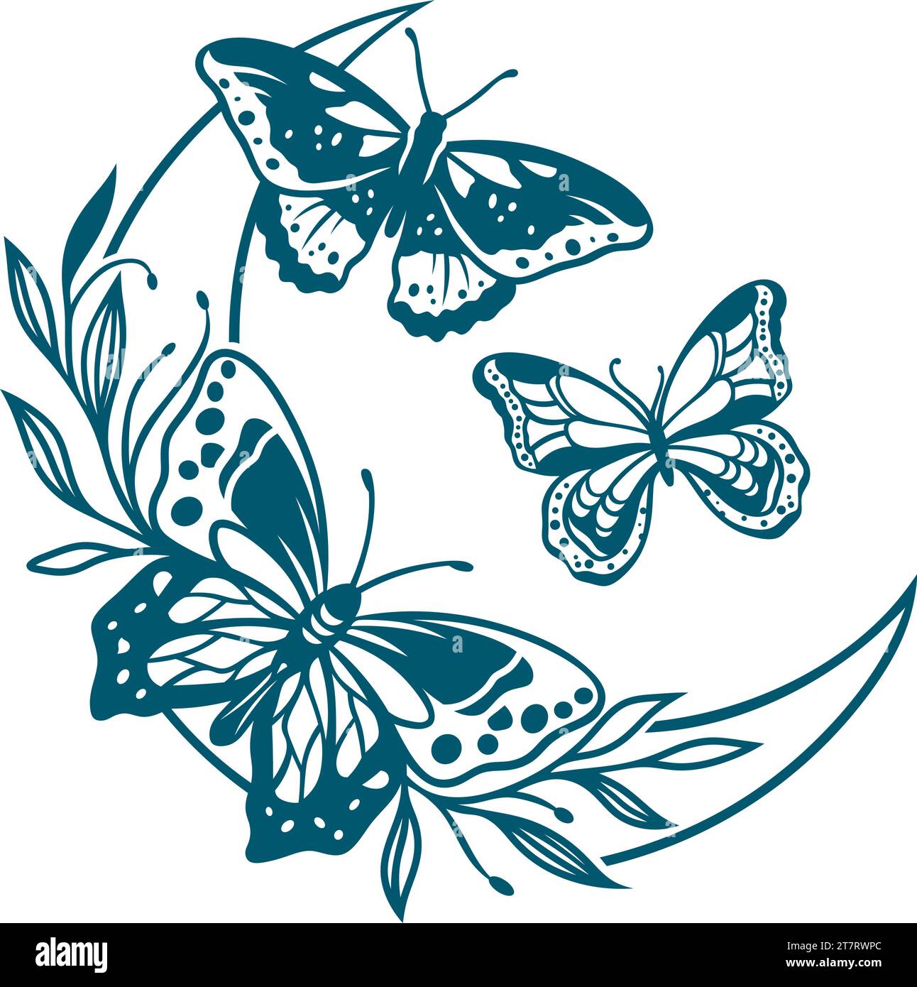 Aesthetic Floral Turtle Tattoo Silhouette Graphic Stock Vector Image ...