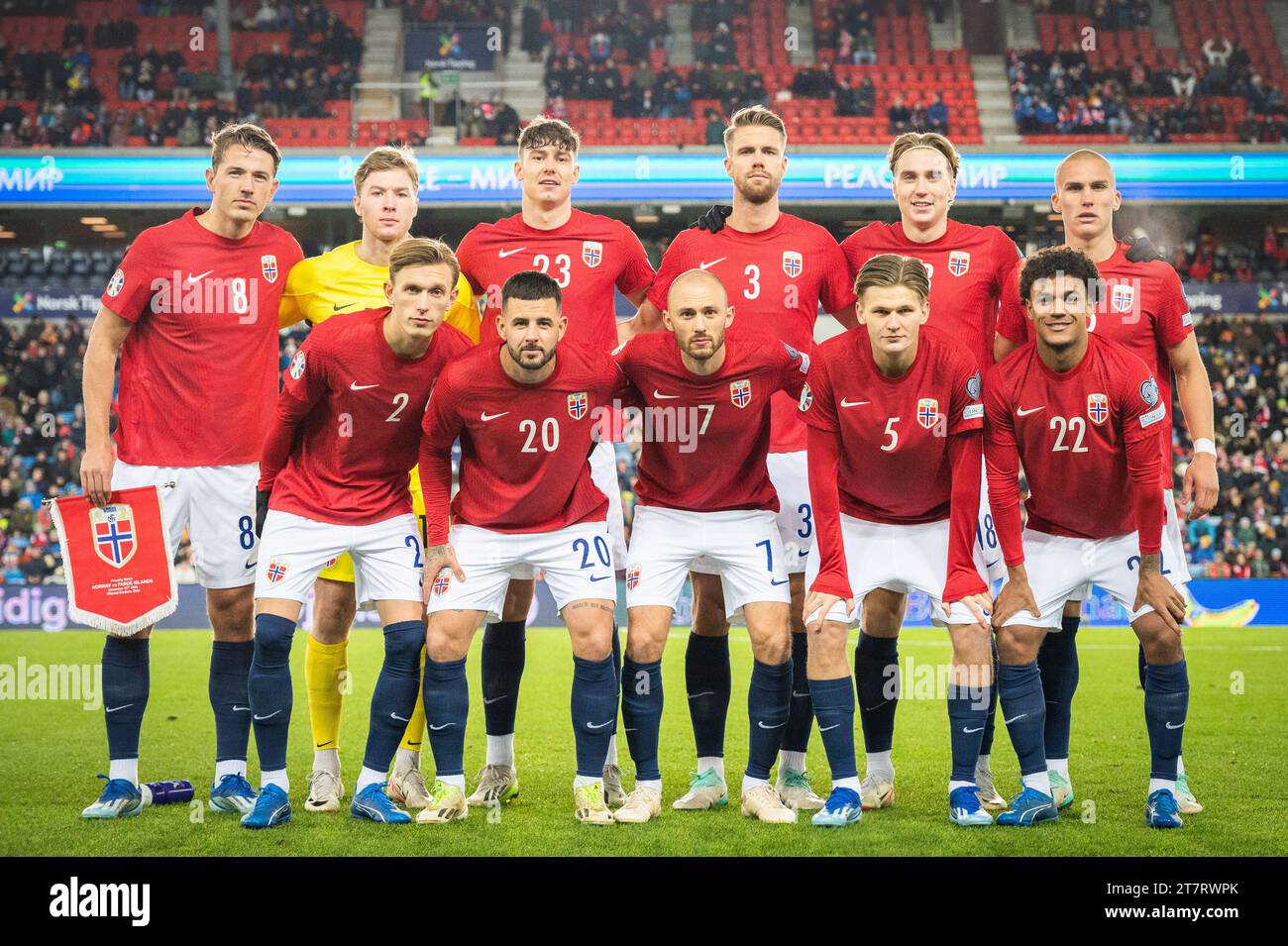 Oslo, Norway. 16th Nov, 2023. The starting-11 of Norway for the ...