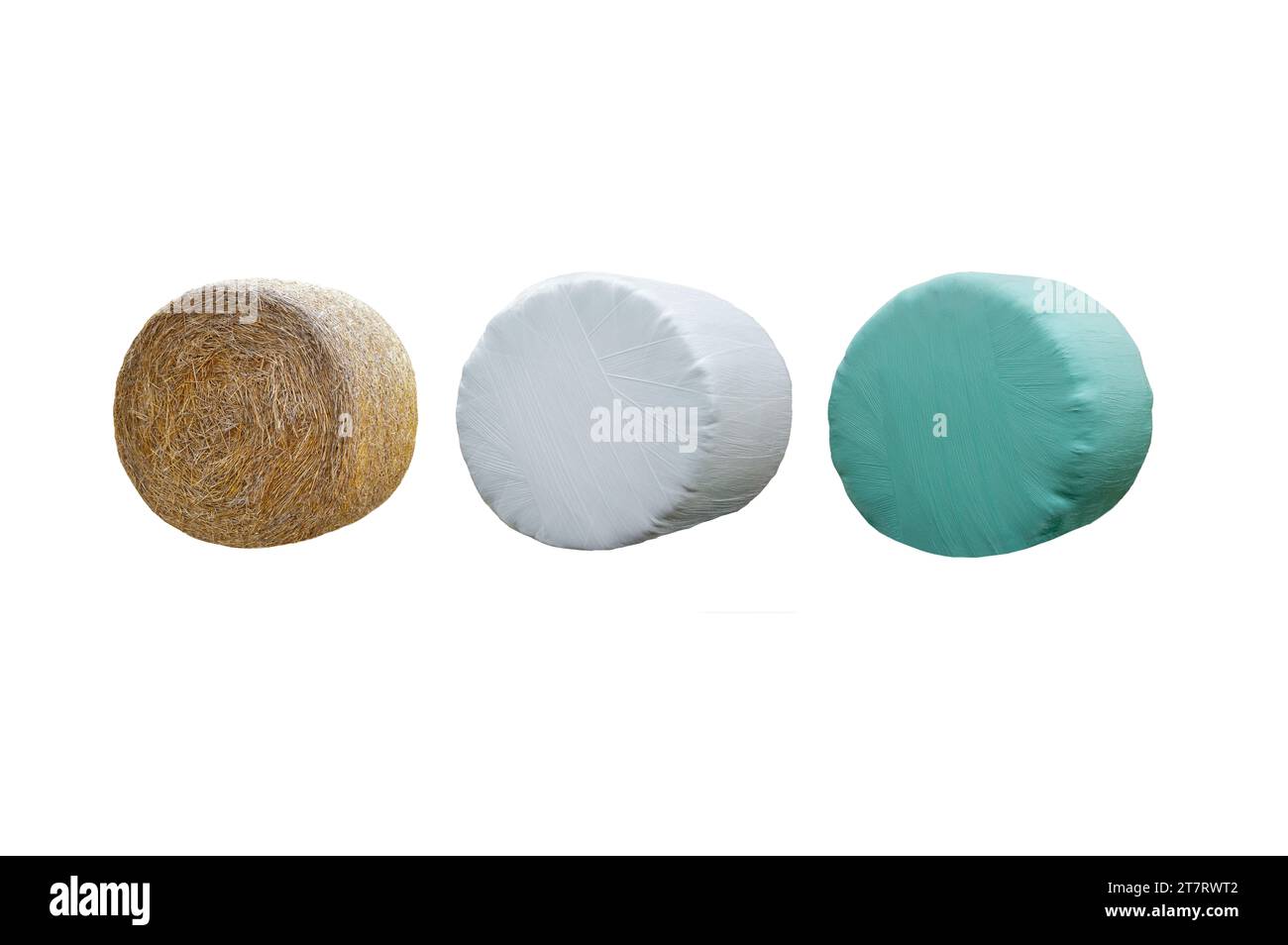 dryround bale and haylage in packaging isolated on white background ...