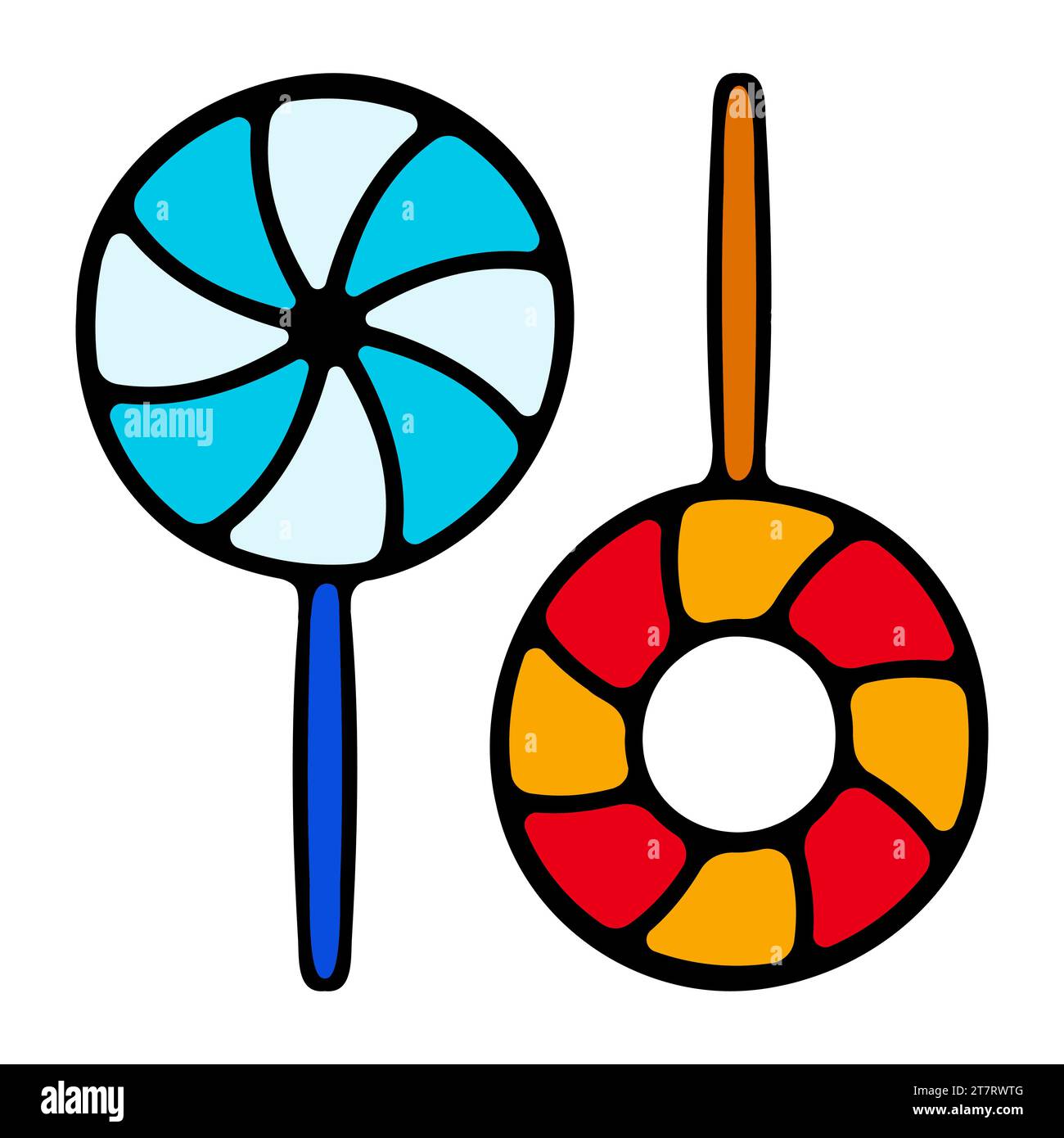 Lollipop with spiral colors, twisted sucker candy on stick. Vector ...