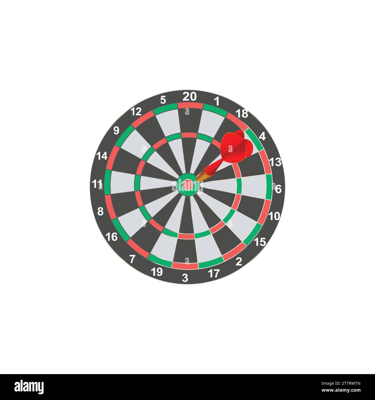 vector red dart arrow striking the target in the dartboard's center ...