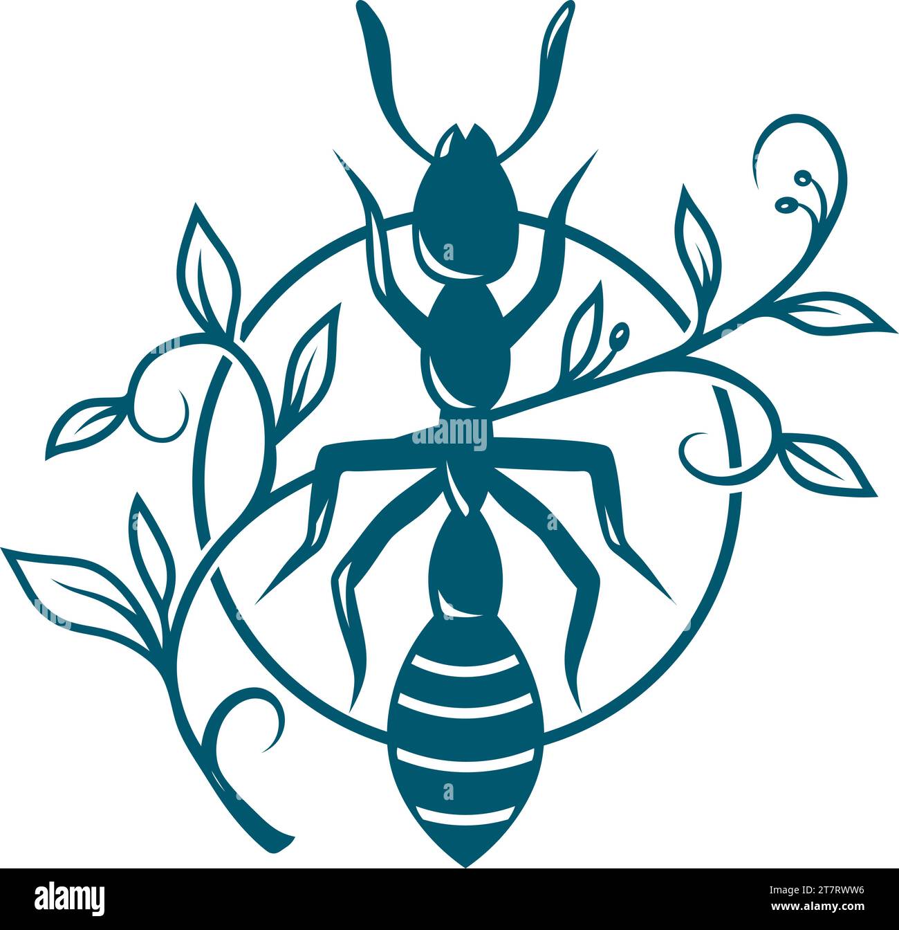 Aesthetic Floral Ant Silhouette Graphic Clip Art Stock Vector Image ...