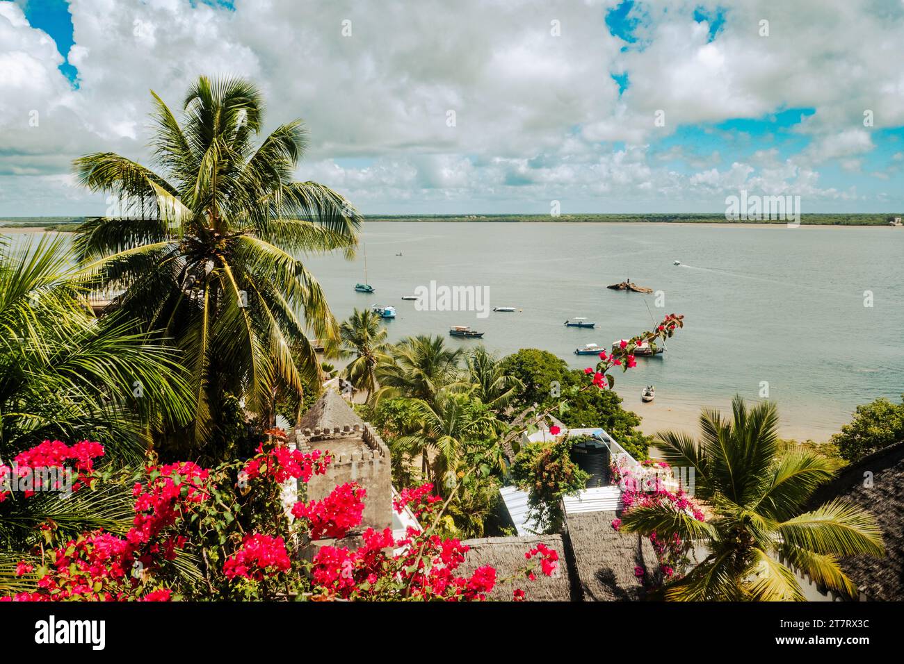 Scenic view of Shela town in Lamu island, old white houses in Lamu ...