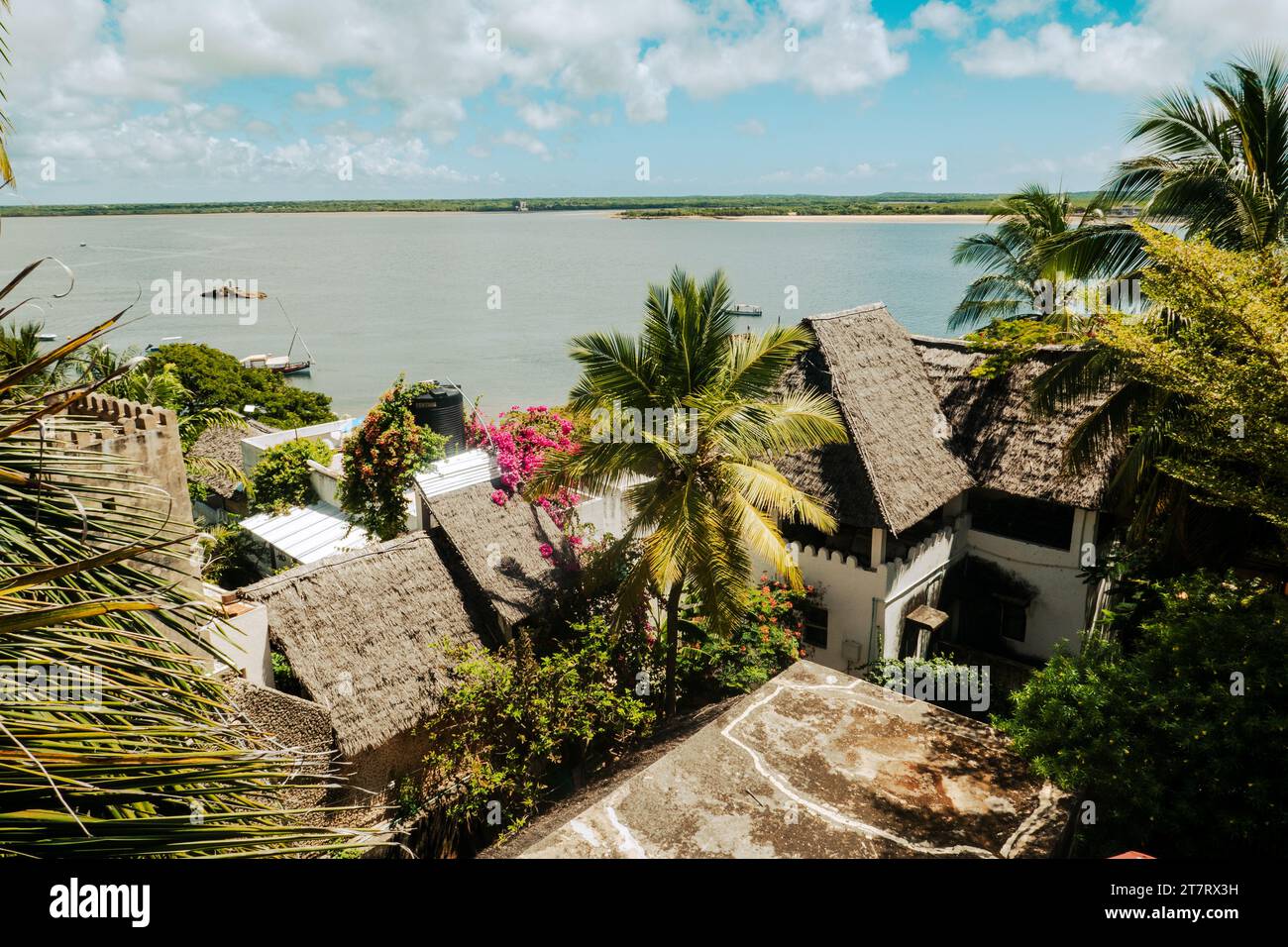 Scenic view of Shela town in Lamu island, old white houses in Lamu ...