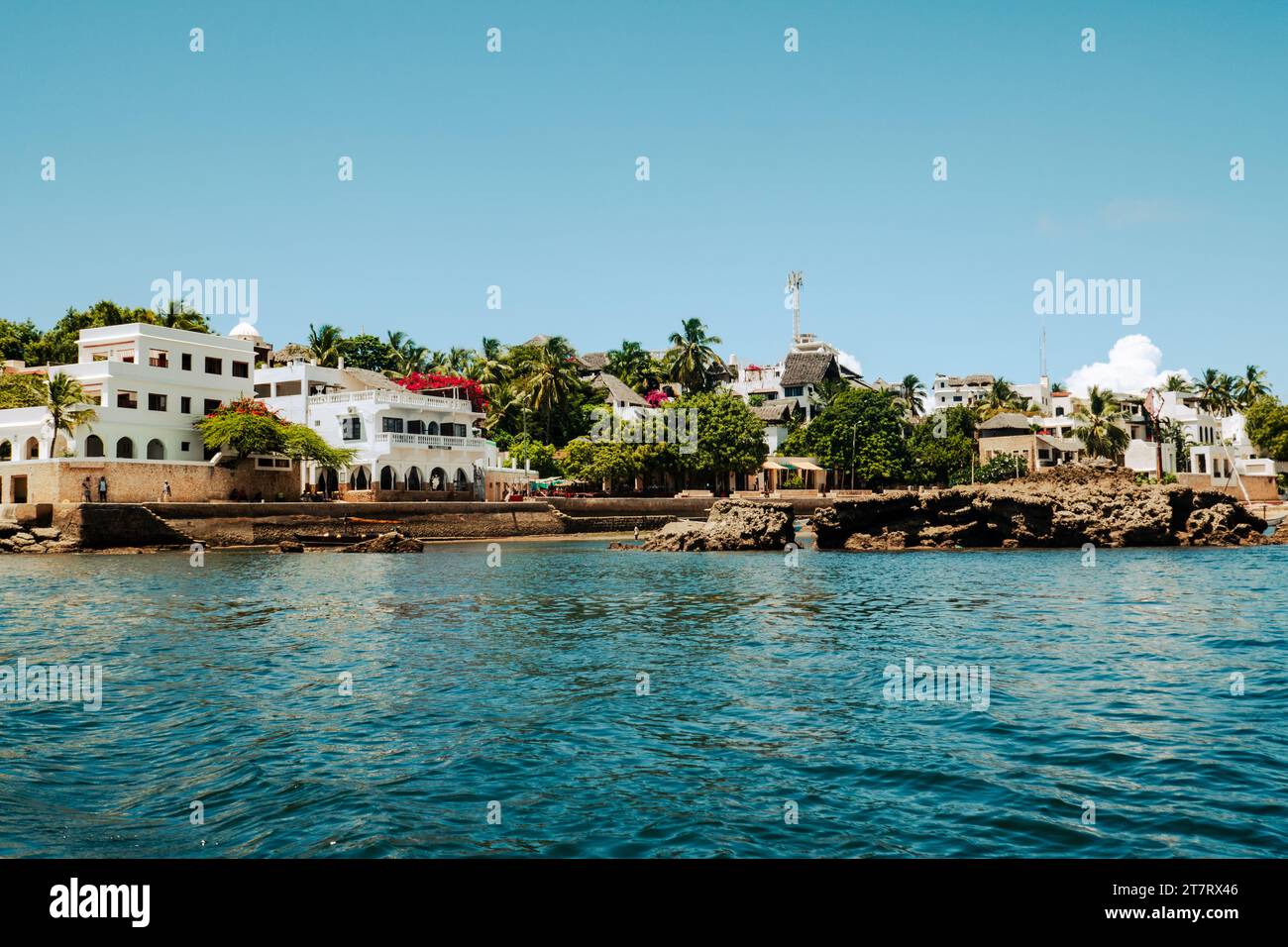 Scenic view of Shela town in Lamu island, old white houses in Lamu ...