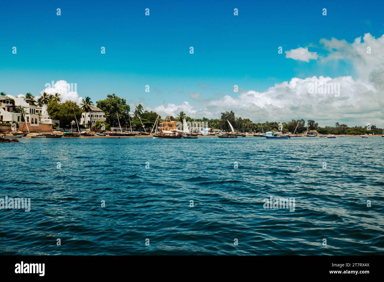 Scenic view of Shela town in Lamu island, old white houses in Lamu ...