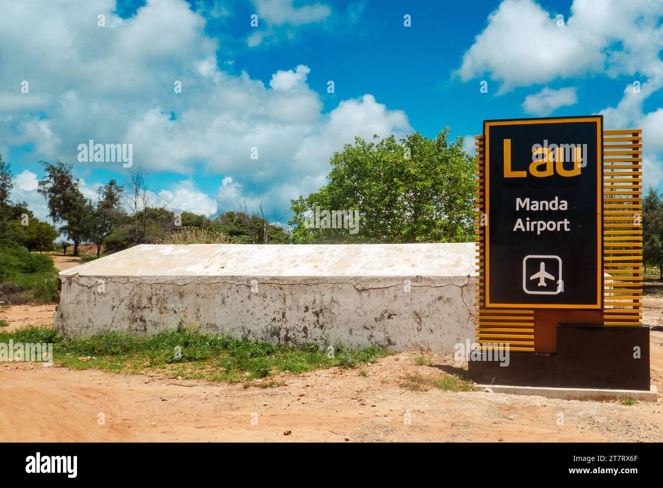 Welcoming signboard at Manda Airport in Lamu, Kenya Stock Photo - Alamy